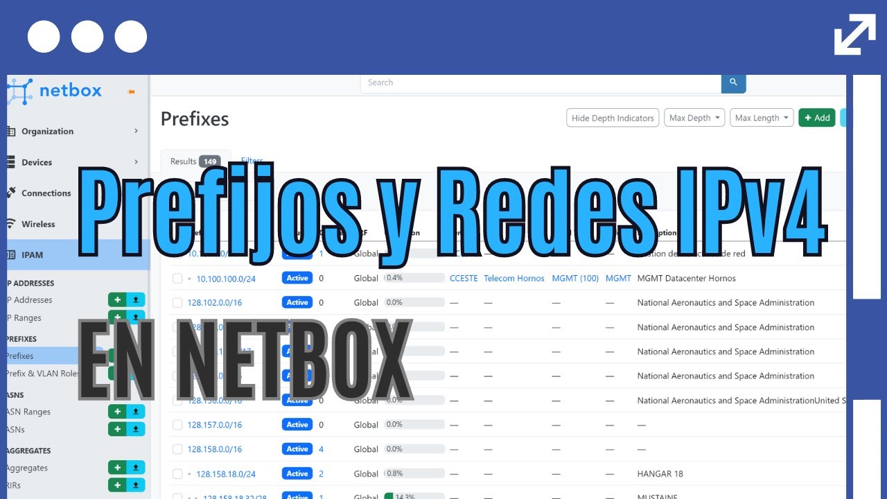 Prefijos, Subprefijos y Redes y Subredes IPv4 en Netbox - YouTube