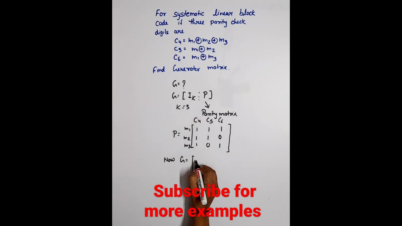 Linear block code | Find Generator Matrix - YouTube