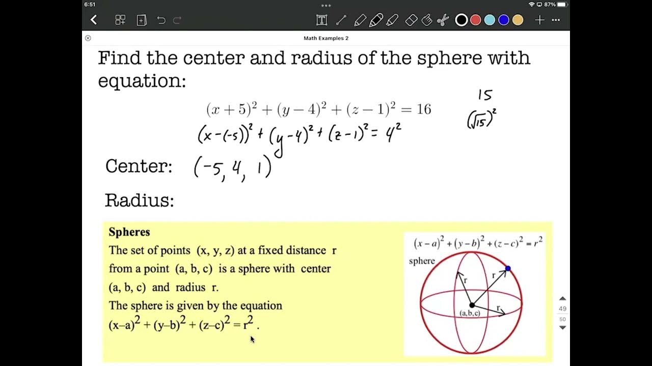 Find center and radius of a sphere - YouTube