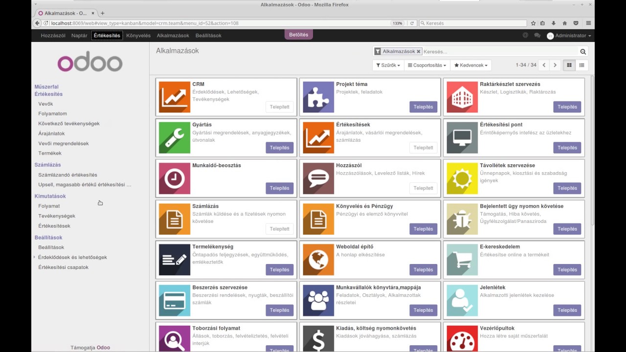 Odoo 10.0 tutorial 3. rész a CRM modul ismertetése - YouTube