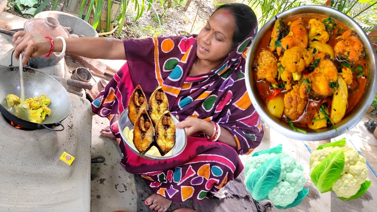 শীতের শুরুতে ফুলকপি দিয়ে মিরিক মাছের ঝোল রান্না Cooking mirik fish ...