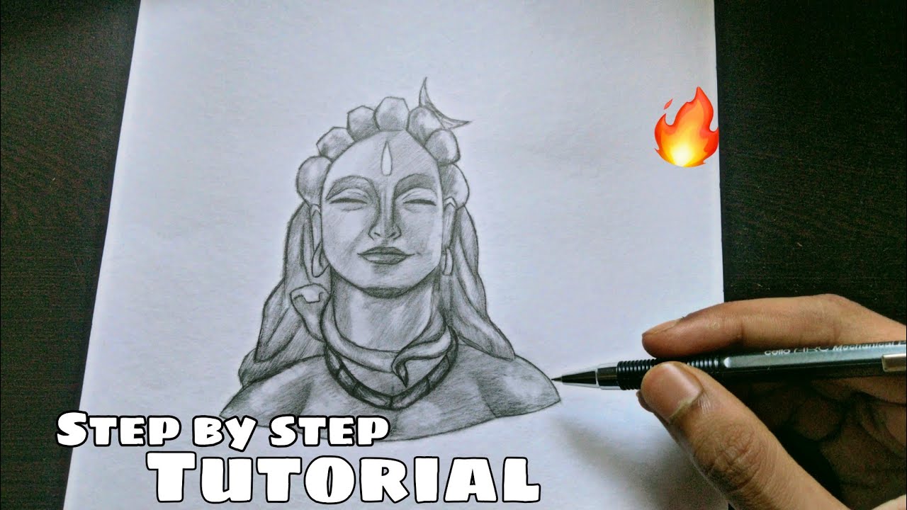 How to draw Lord Shiva || Step by step || Mahadev statute drawing ...