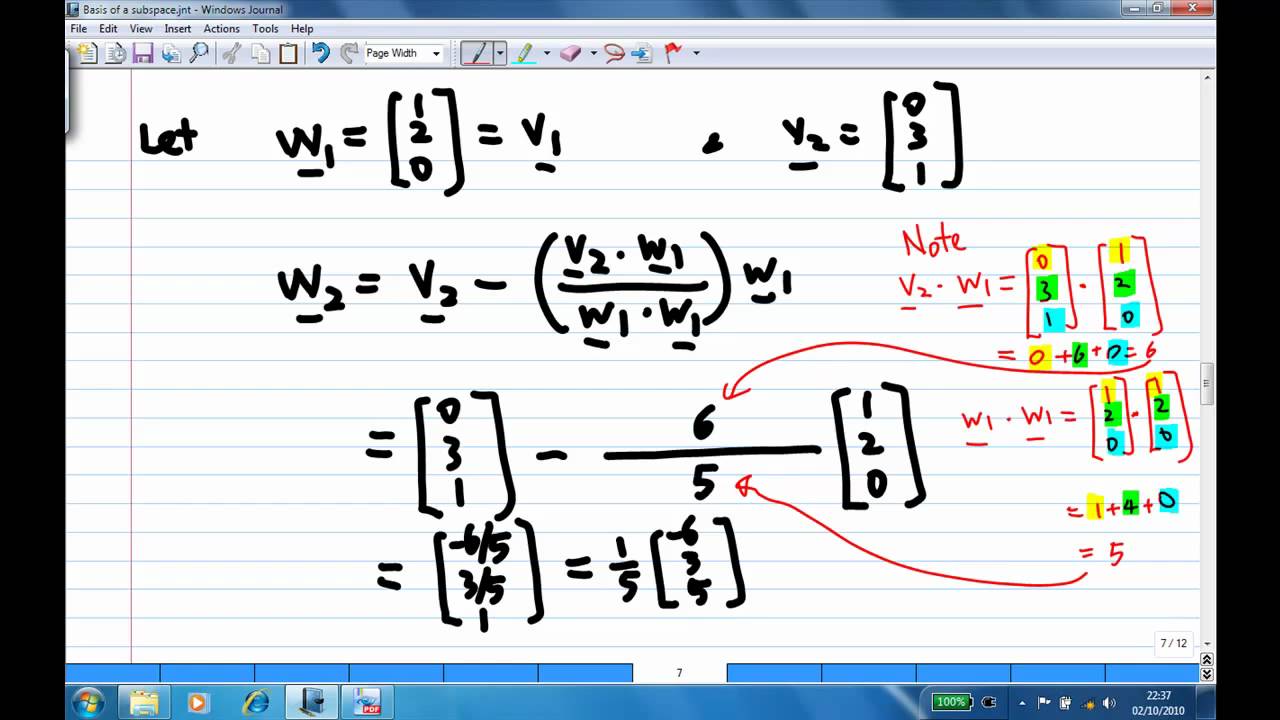 The Gram Schmidt Process Example 2. - YouTube