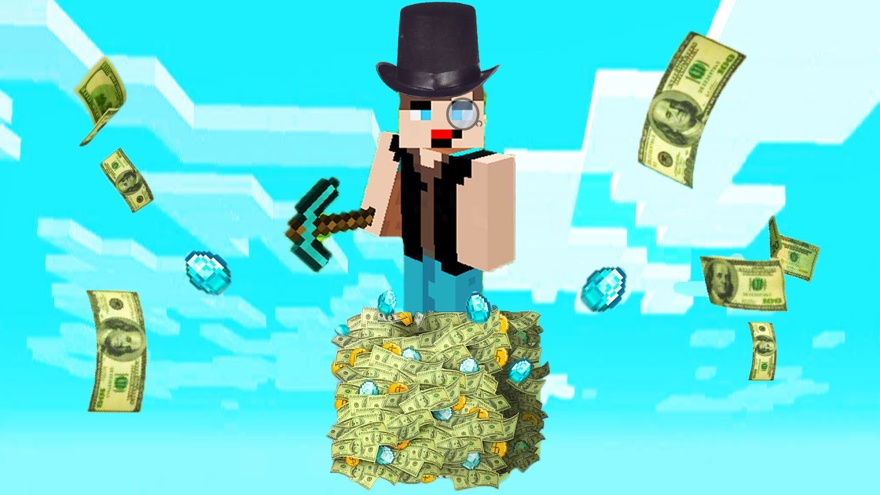 Minecraft mais avec un SEUL BLOC de MILLIONAIRE - YouTube