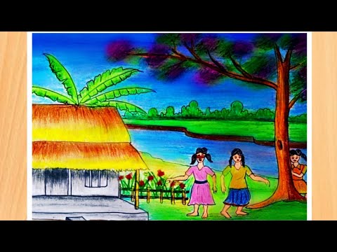 How to draw scenery of children's play/ Step by Step/ colourdrawing# ...
