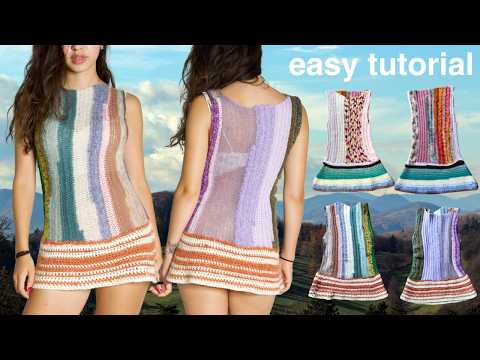Crochet Mini Dress Tutorial + Blocking | EASY Scrap Yarn Project
