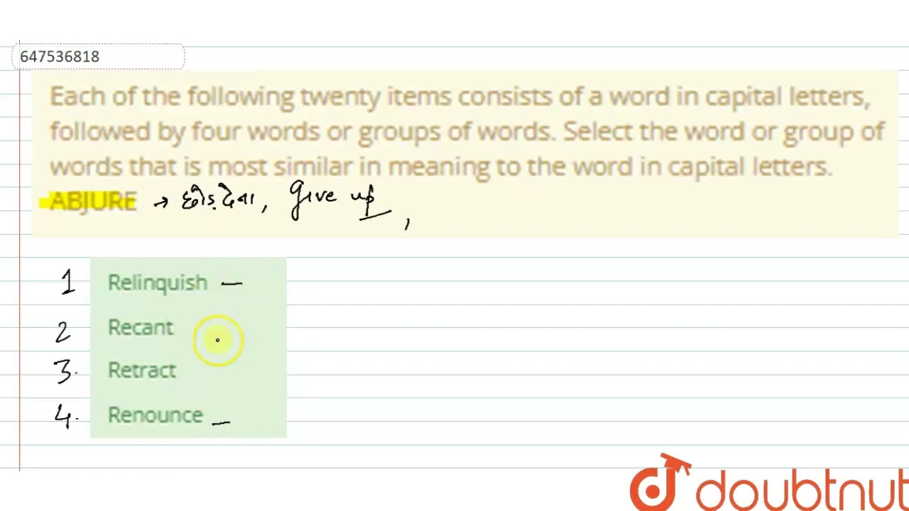Each of the following twenty items consists of a word in capital ...