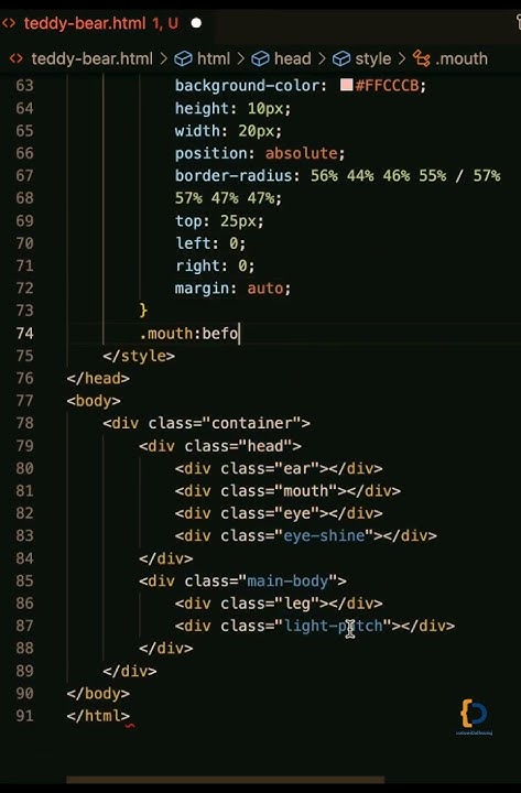 Creating A Teddy Bear Using Html Html And Css Css Tricks Coding Shorts Coding Viral
