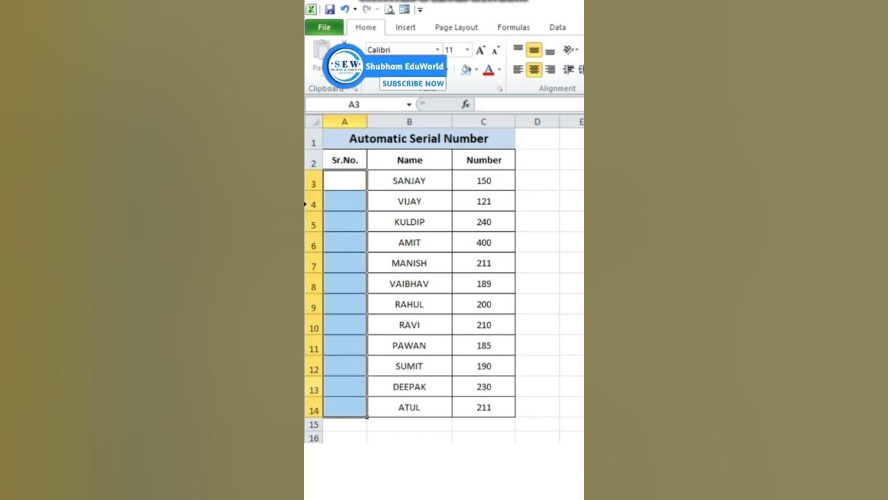 Automatic Serial Number In Excel excel computers shorts automatic-serial-number-in-excel-excel-computers-shorts