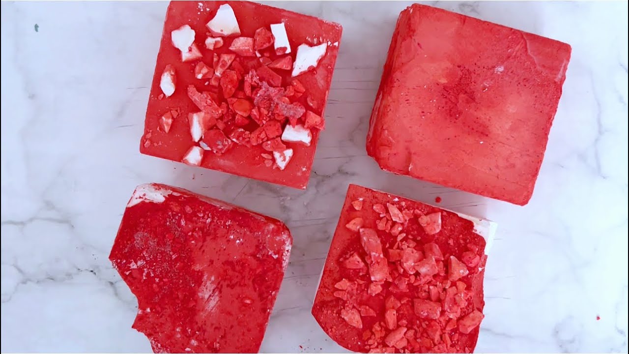 Red ♥️🤍dyed fresh blocks/ satisfying ♥️🤍 - YouTube