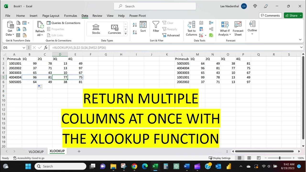 Return Multiple Columns at Once in Lookup - YouTube