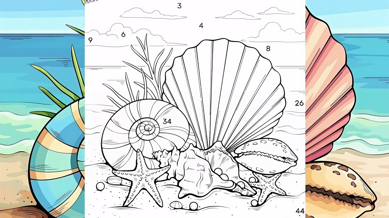 PAINTING BY NUMBERS _ SUMMER, SEA, BEACH AND SHELLS 🐚🌴 - YouTube