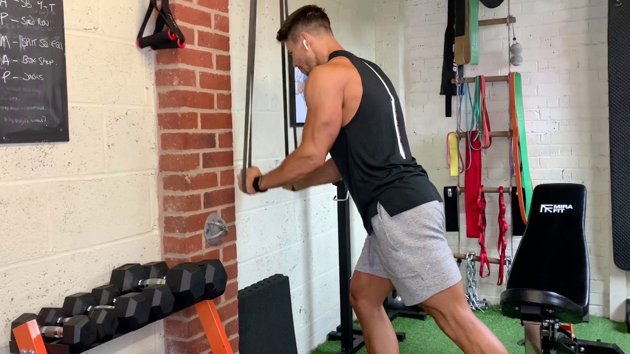 Dual Band Triceps Pushdowns (bands in front) - YouTube