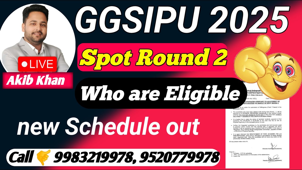 GGSIPU Spot round registration and Choice filling | CSAB 2025 | rank vs ...