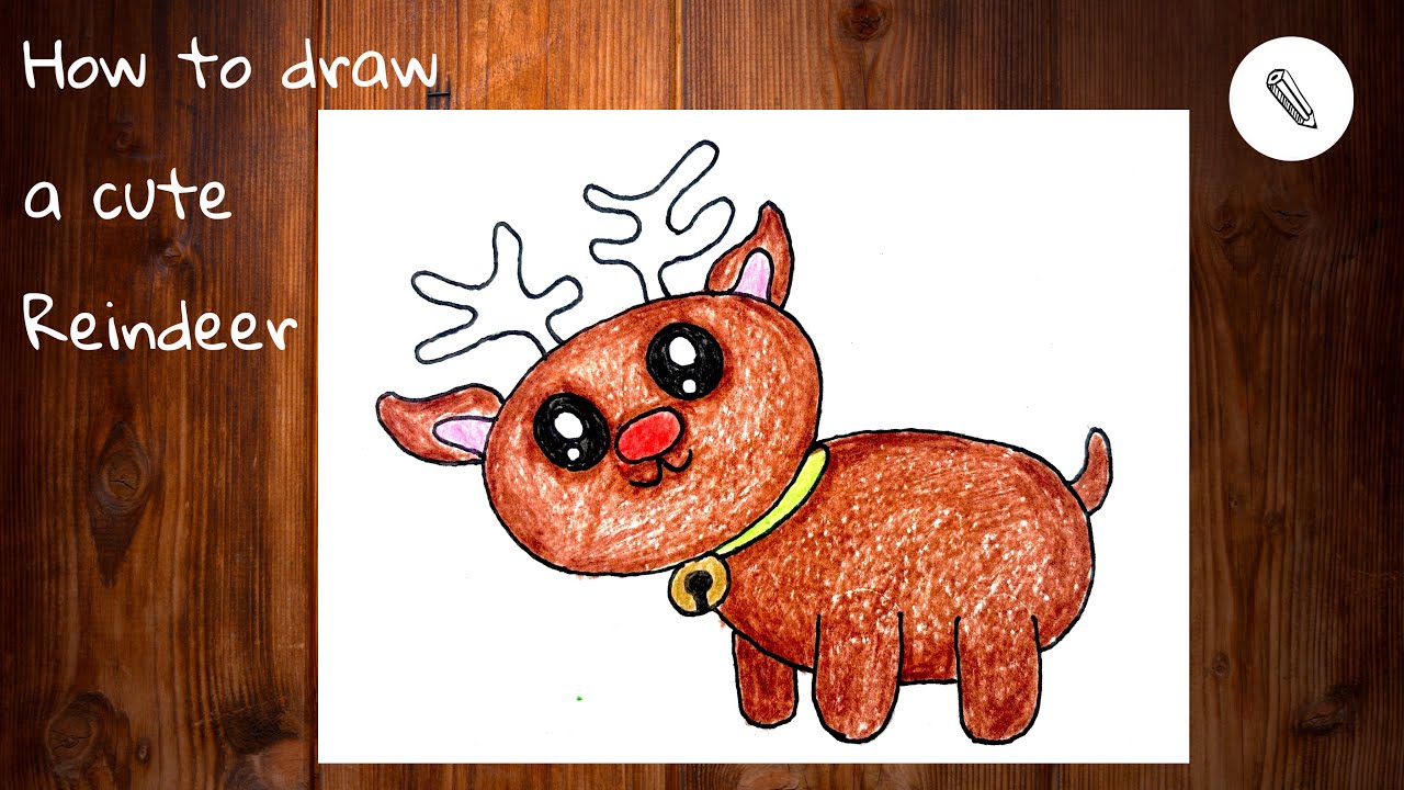 How to draw cute reindeer | Christmas drawing 🦌🎄 - YouTube