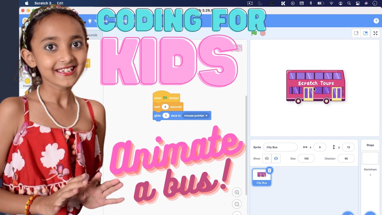 Scratch Programming Hindi - Animate a school bus | Coding for Kids in ...