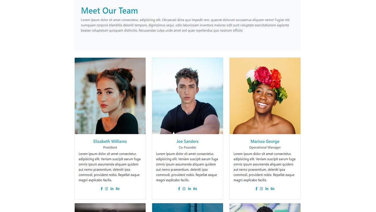 How to Create Responsive Our Team Page Using Bootstrap - YouTube
