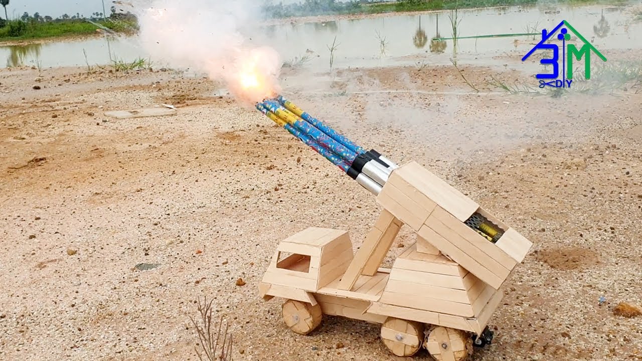 How to Make a DIY Military Launcher on a DC Motor Truck From Popsicle ...