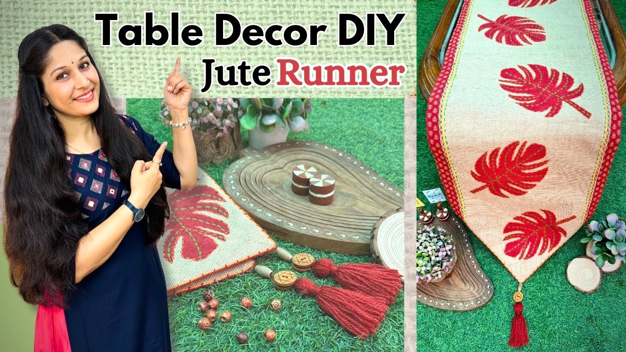 Handmade Burlap Table cover | Jute febric DIY | Table Decoration - YouTube