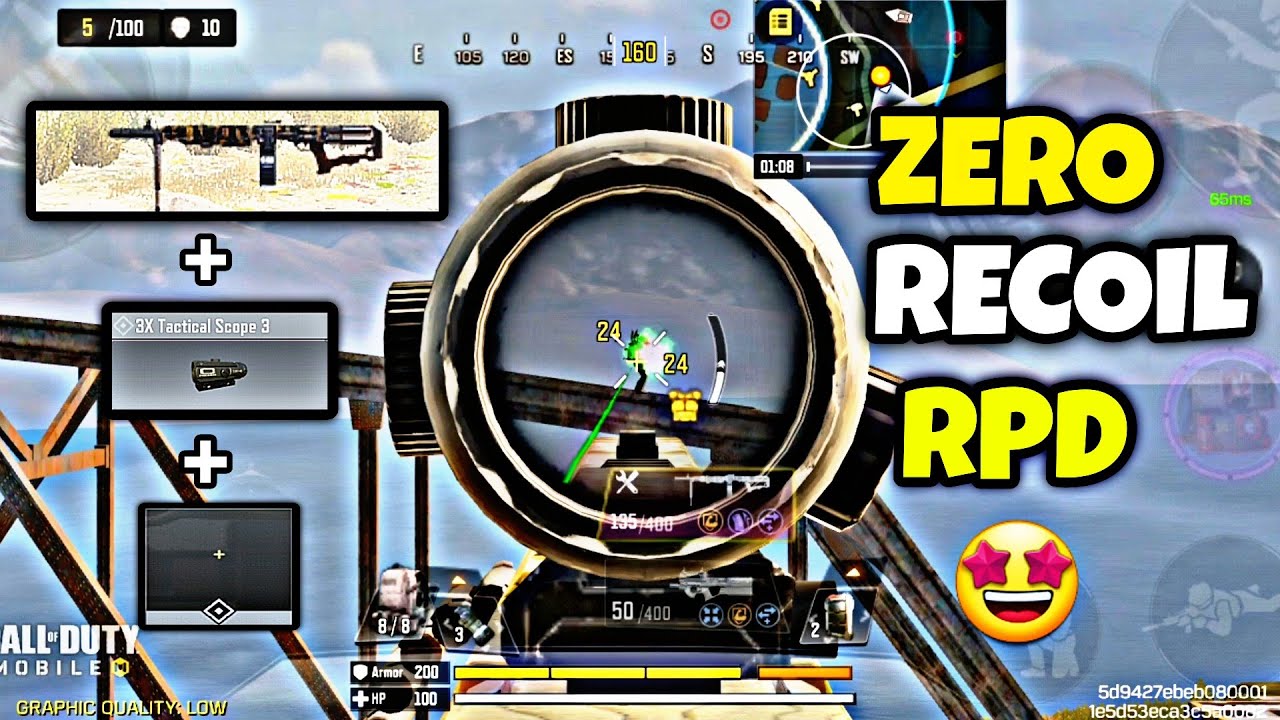 COD MOBILE : ZERO Recoil RPD With 3X Scope *USE THIS RETICLE* - YouTube