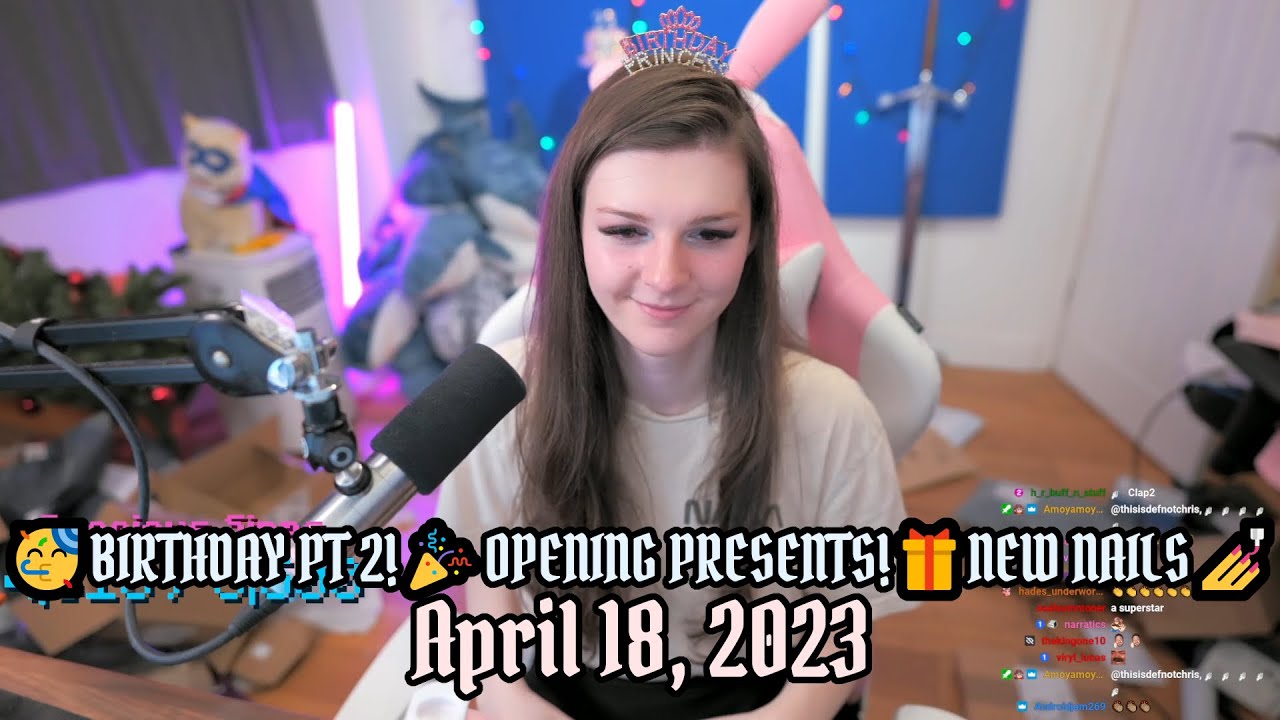 F1NN5TER 2023-04-18 Stream: 🥳BIRTHDAY PT 2!🎉OPENING PRESENTS!🎁NEW NAILS ...