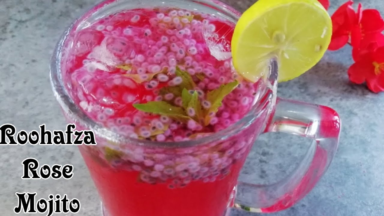 🌹Roohafza lemon drink | Rose mojito | Rooh afza summer drink recipes ...