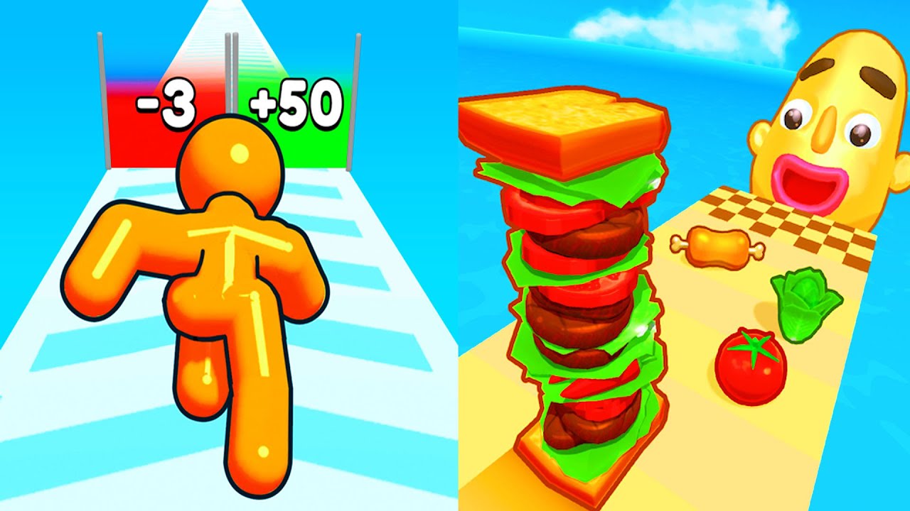 Sandwich Runner vs Tall Man Run 😊 Hard Levels Challenge Walkthrough ...