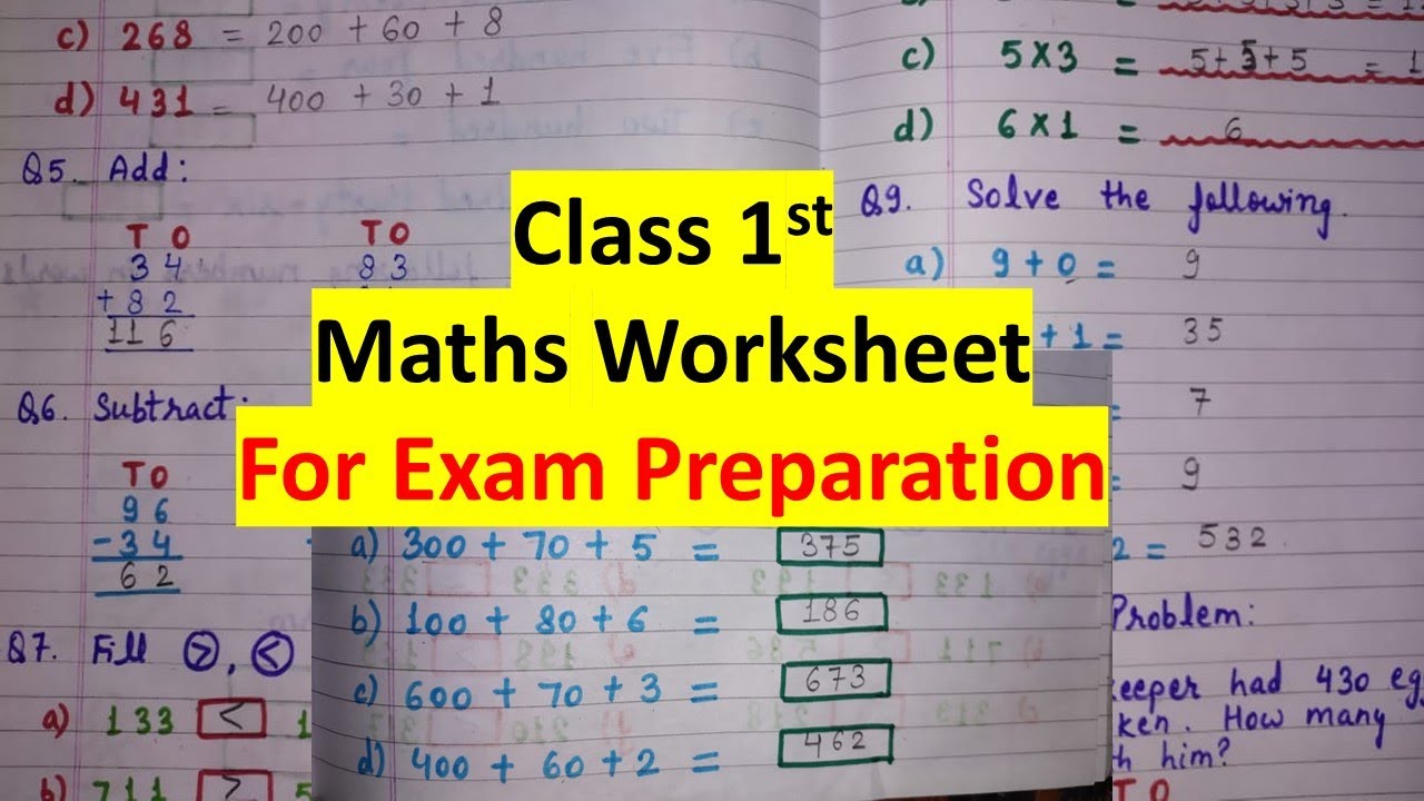 class 1 maths worksheet, math worksheet of class 1, class1 - YouTube