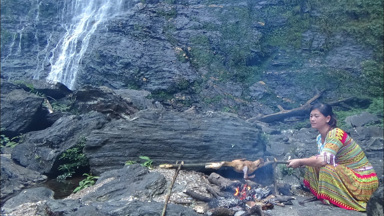 Primitive Cuisine - Beautiful Waterfall Scenery With Attractive Roast ...