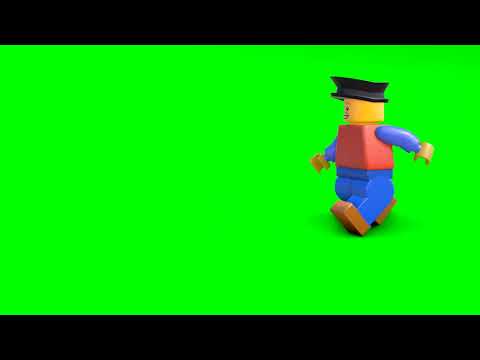 Lego person cartoon walking on Green screen | Chroma key effects