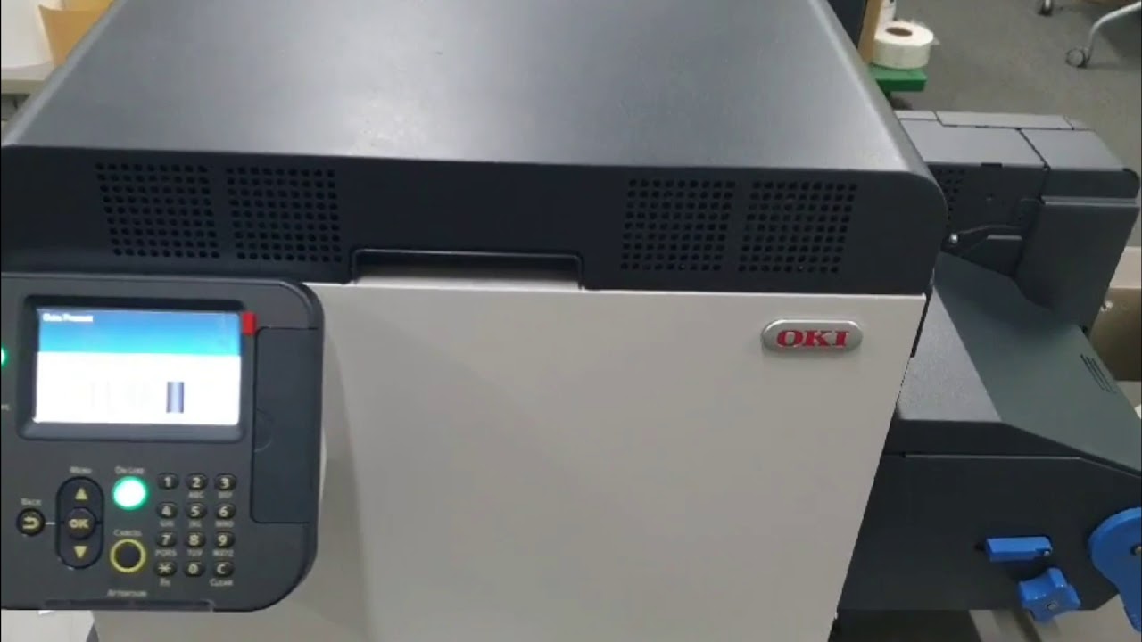 OKI Pro 1040/1050 label printer software pre-cut label printing - YouTube