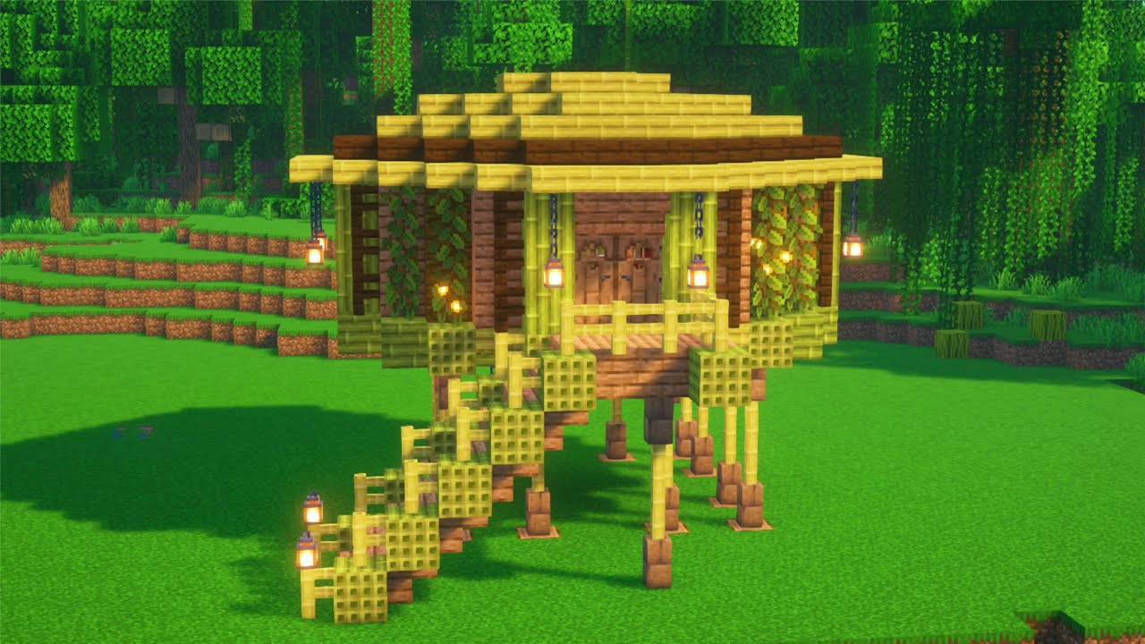Minecraft : Small Bamboo House Tutorial - YouTube