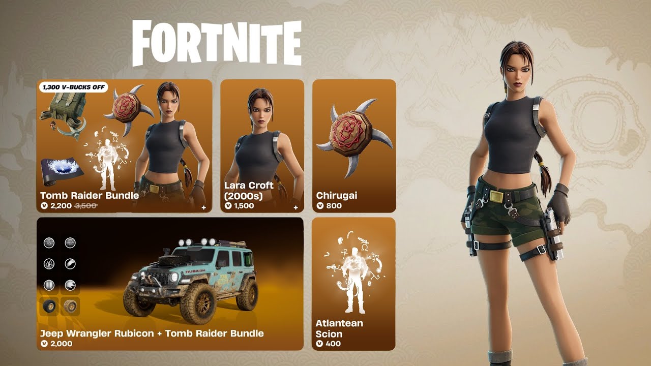 🚀 GEAR UP! Lara Croft & Jeep Rubicon in Fortnite TODAY! - YouTube