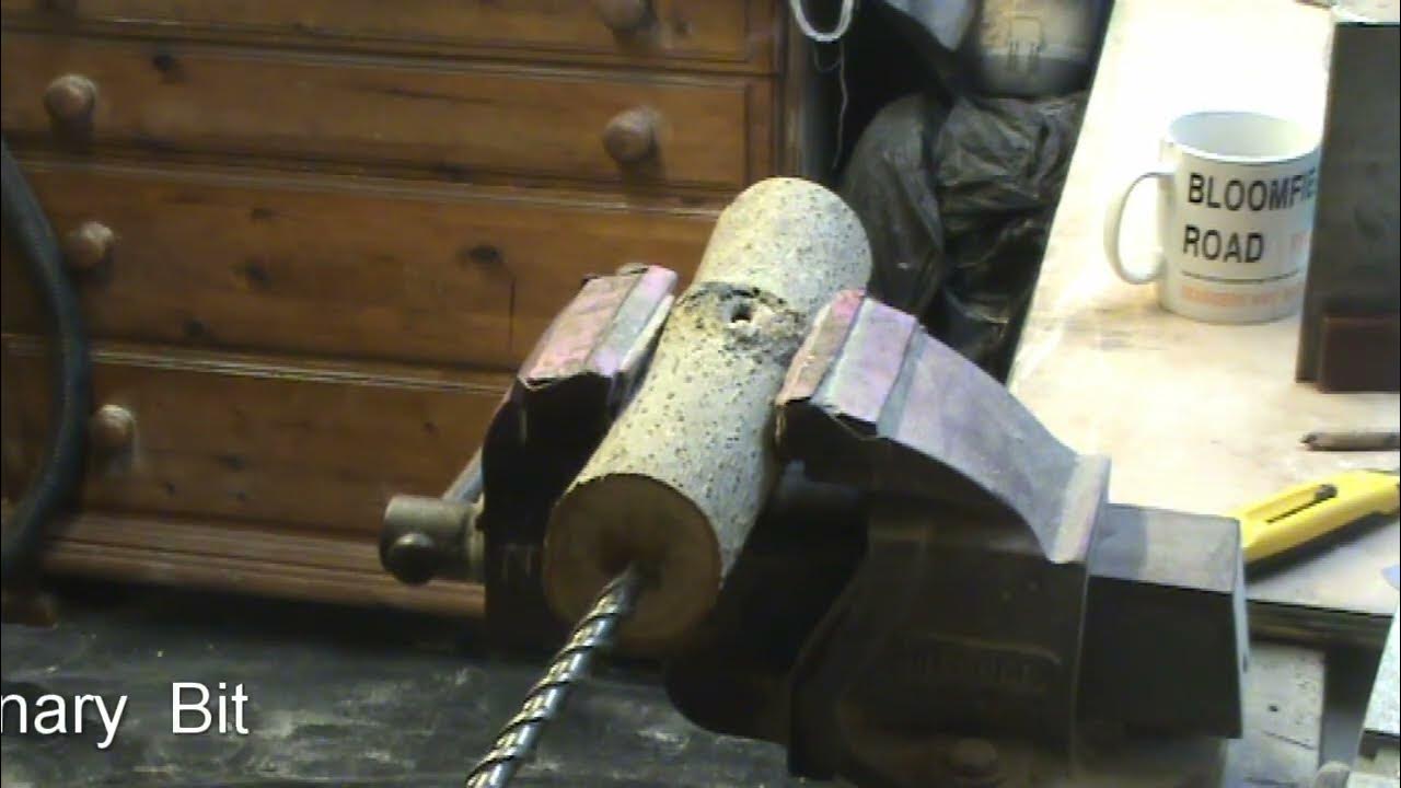 Drilling Tree Branch End Grain With 22mm Masonary Drill Bit - YouTube
