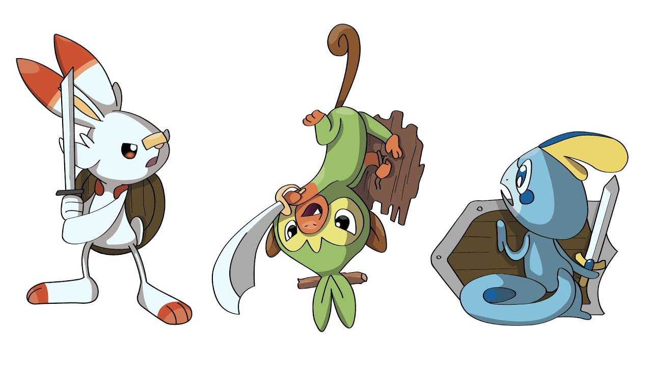 Drawing Pokemon Sword And Shield Starters With Swords And Shields - YouTube