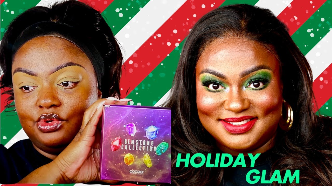 Trying New Makeup Holiday Glam|Festive Full Face Glam Tutorial - YouTube