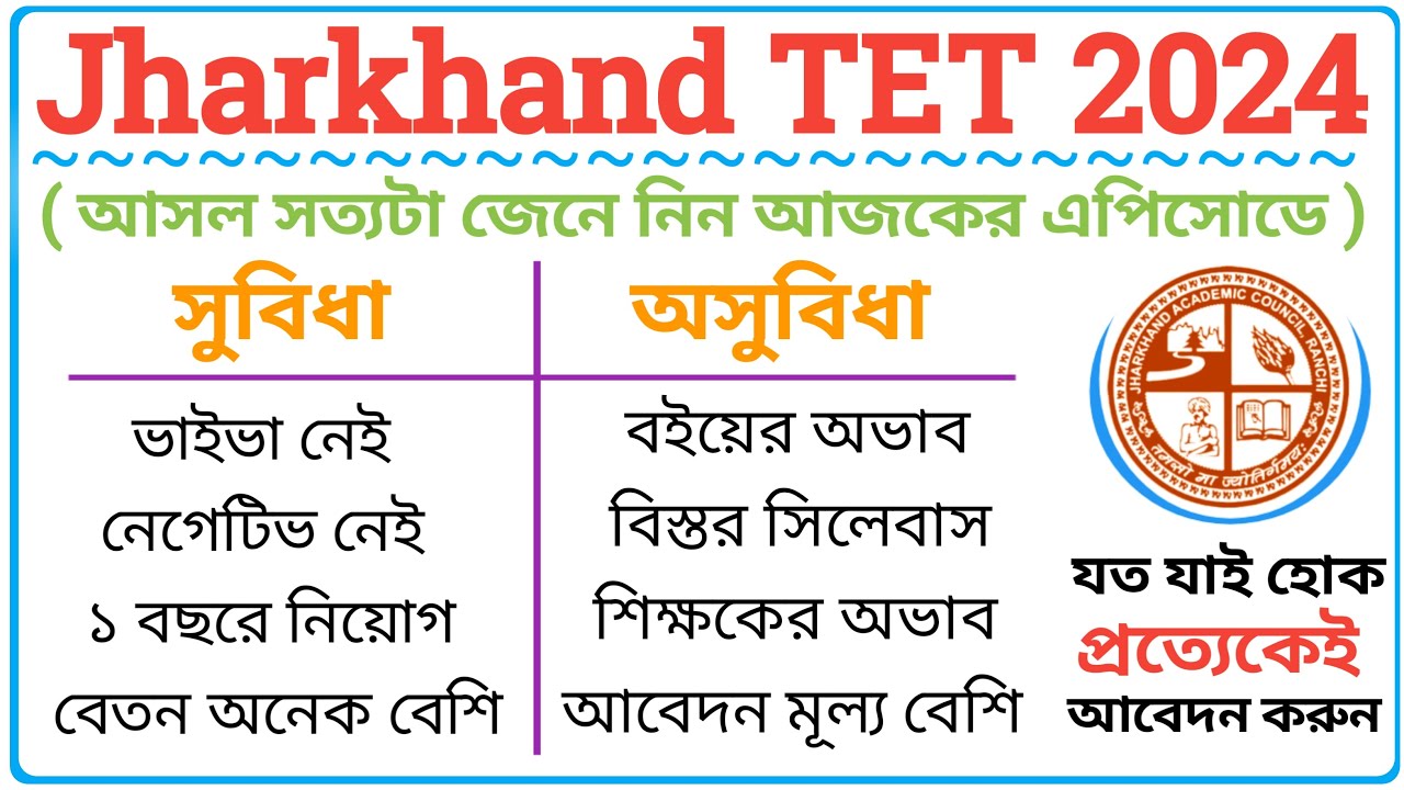 Jharkhand TET 2024 Notification Out/Eligibility Criteria/কারা আবেদন ...