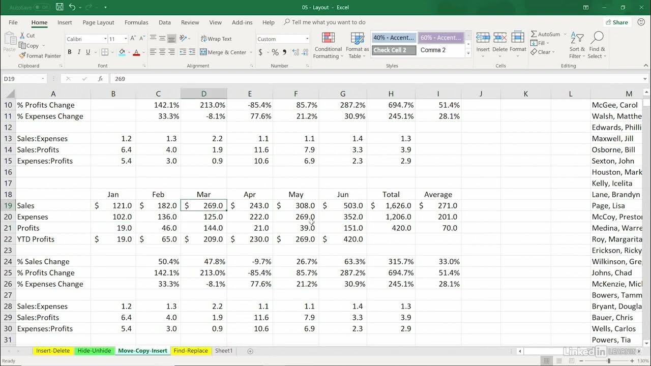 Moving, copying, and inserting data in Excel | Excel 365 - YouTube