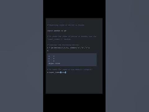 Resetting index of Series in Pandas #shorts #python #pandas - YouTube