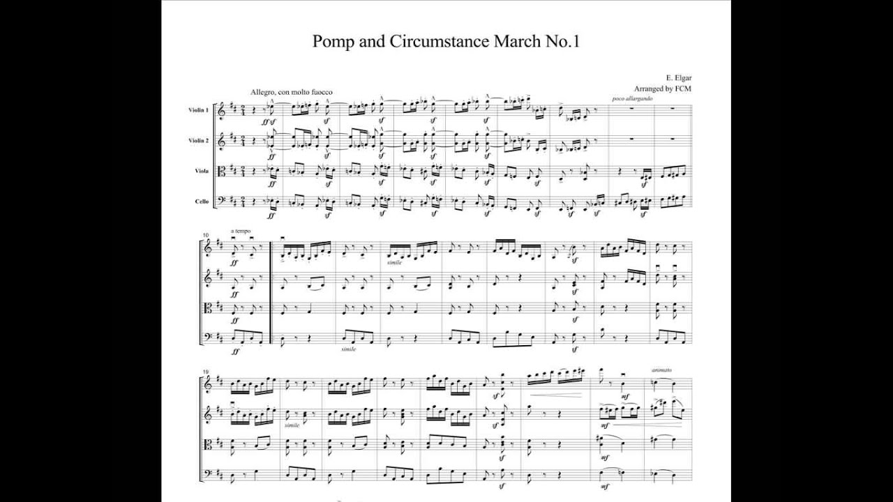 Elgar Pomp and Circumstance March No.1, for string quartet, CE001 - YouTube