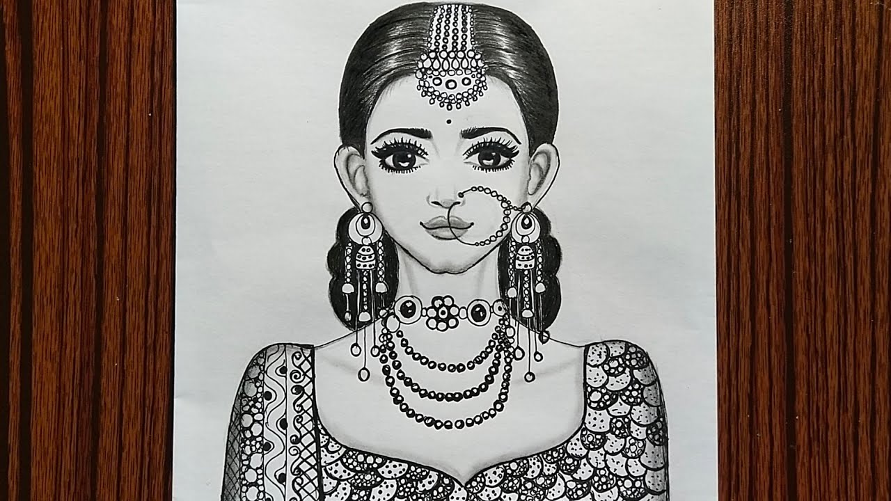 How to draw a Beautiful Traditional bride very easy | Girl drawing ...
