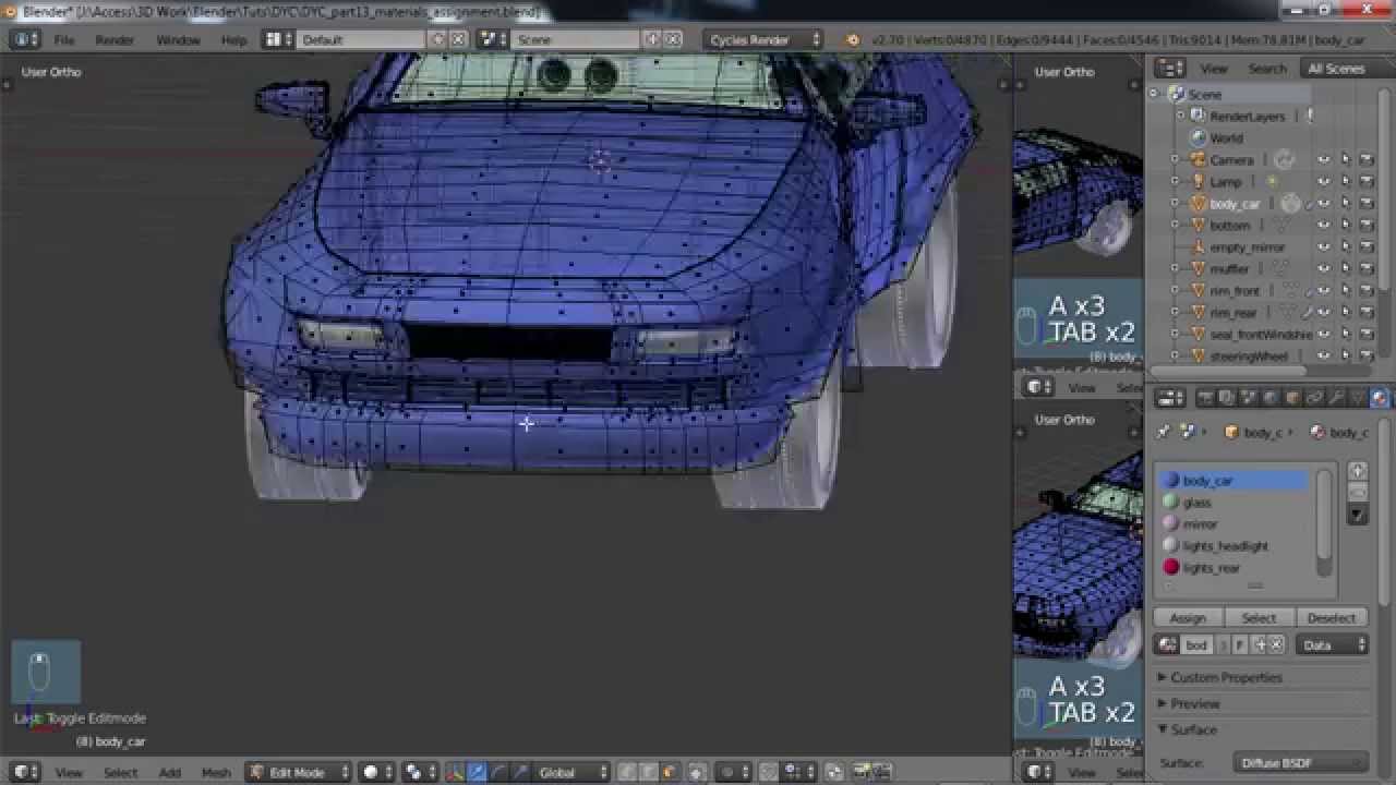 Blender For Noobs - Design Your Own Car Part 13 - Assigning Materials ...