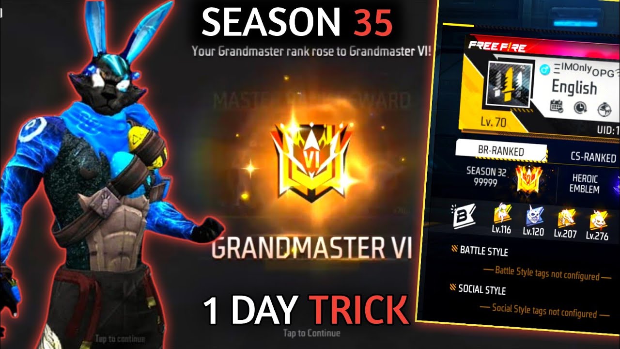 How To Reach Grandmaster In Br Rank Free Fire| Season 35| 1 Day ...