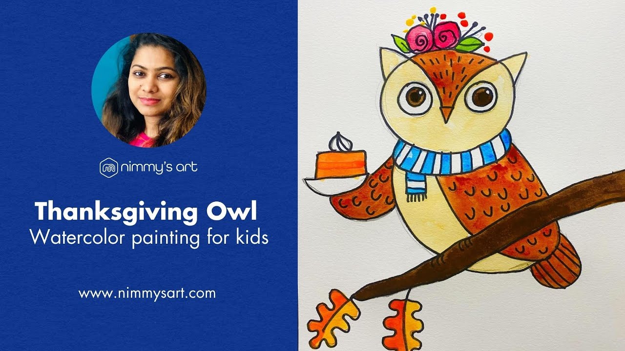 How To Draw Thanksgiving Owl - Watercolor Painting - YouTube