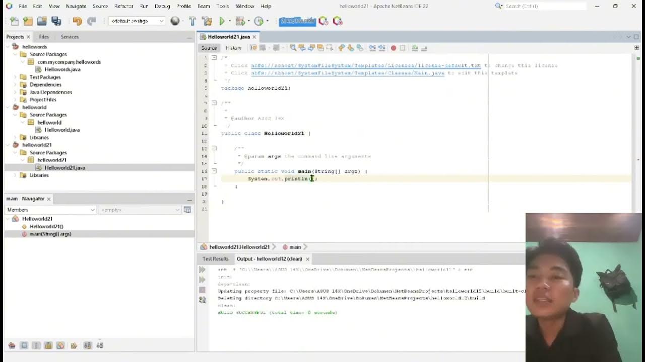 CODINGAN MENIMBULKAN KATA HELLO WORLD PADA JAVA SCRIFT APACHE NEATBEANS - YouTube