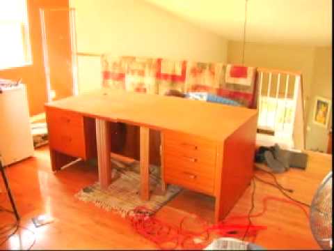 moving a large desk downstairs alone - YouTube