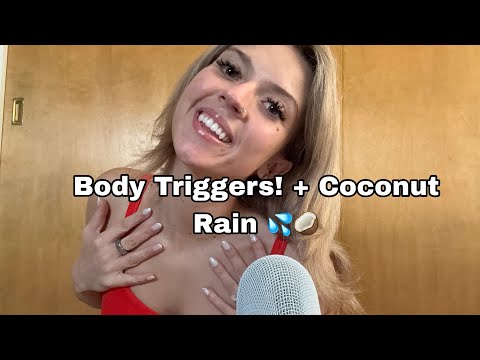 ASMR| Body Triggers & Fabric Scratching + Coconut Rain! 