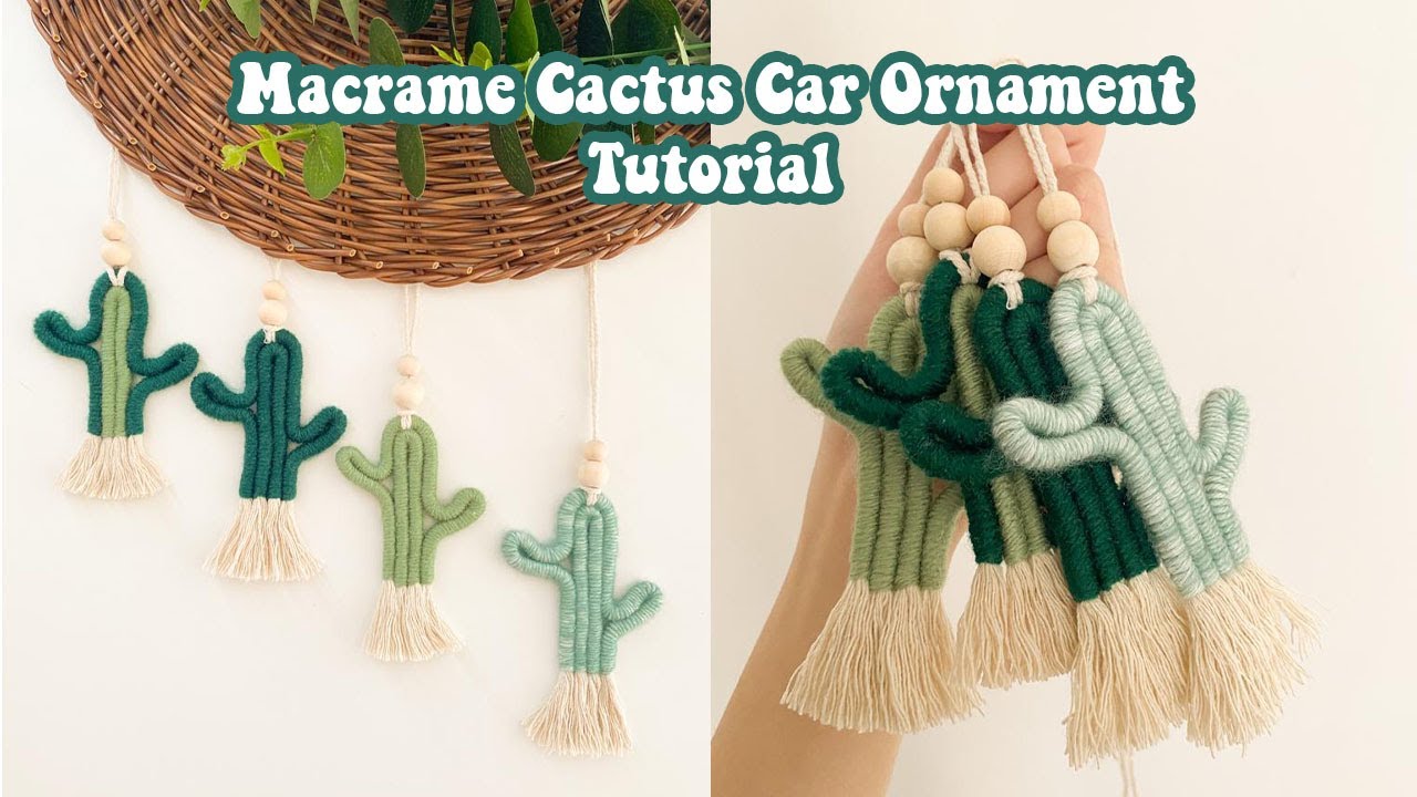 Macrame Cactus Wall Hanging TUTORIAL | DIY yarn cactus decoration ...