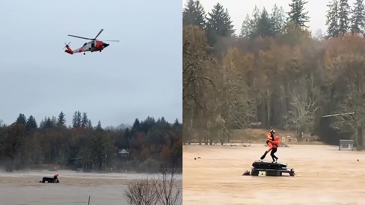 USCG Aircrew Rescue From Flood - YouTube