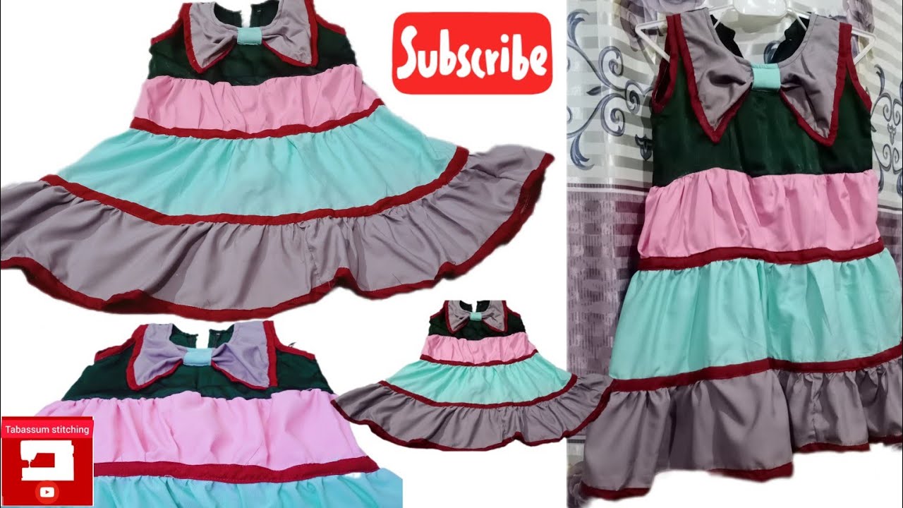 How to make Beautiful Layer baby frill frock | 2 to 3 years girl frock ...
